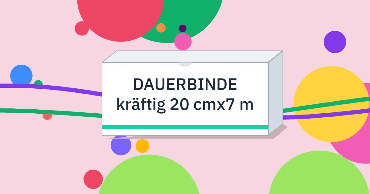 Symbolbild: Packung mit der Aufschrift DAUERBINDE kräftig 20 cmx7 m (PZN 11382364) – Verfügbarkeit und Bezug in Apotheken in Frankfurt am Main