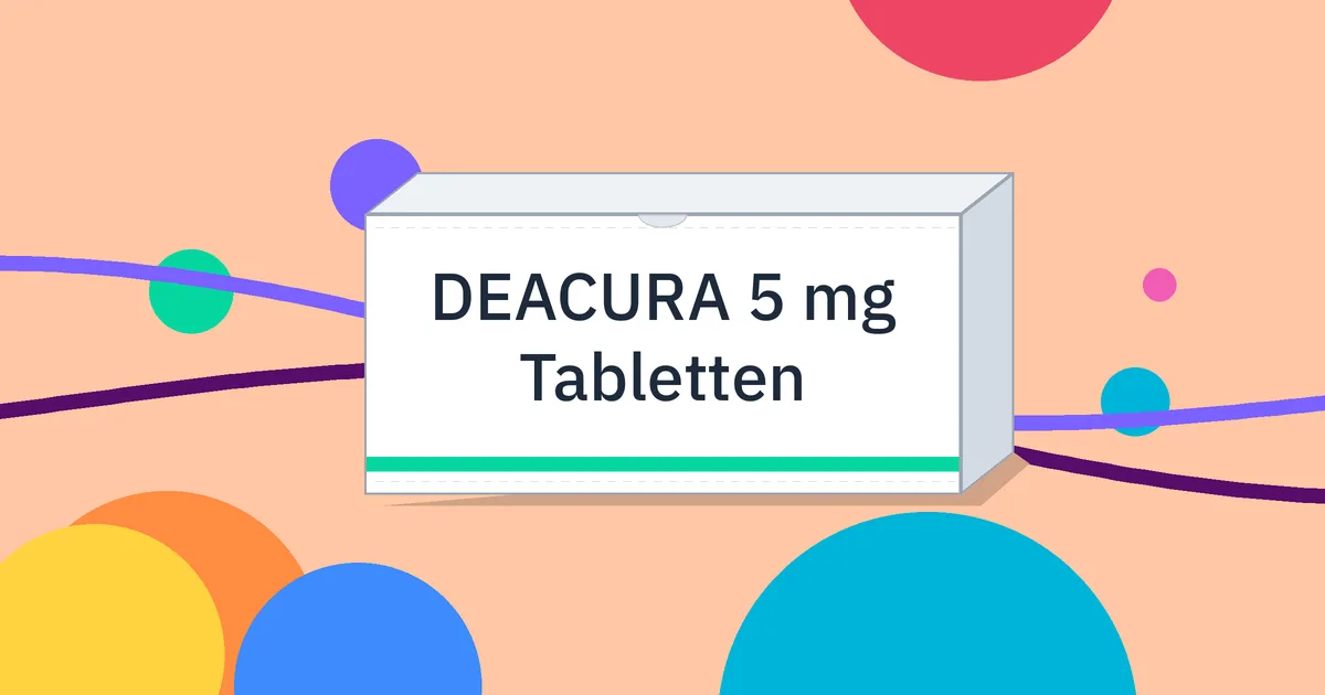 Symbolbild: Packung mit der Aufschrift DEACURA 5 mg Tabletten (PZN 00368272) – Verfügbarkeit und Bezug in Apotheken in Frankfurt am Main