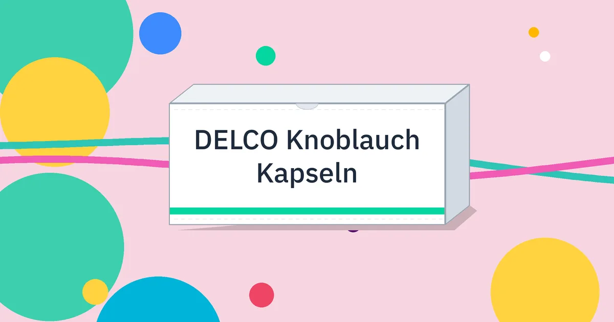 Symbolbild: Packung mit der Aufschrift DELCO Knoblauch Kapseln (PZN 19127393) – Verfügbarkeit und Bezug in Apotheken in Frankfurt am Main