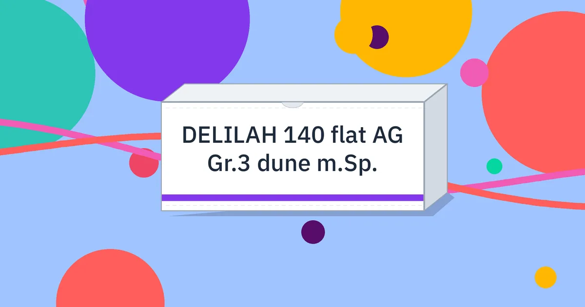 Symbolbild: Packung mit der Aufschrift DELILAH 140 flat AG Gr.3 dune m.Sp. (PZN 14247299) – Verfügbarkeit und Bezug in Apotheken in Frankfurt am Main