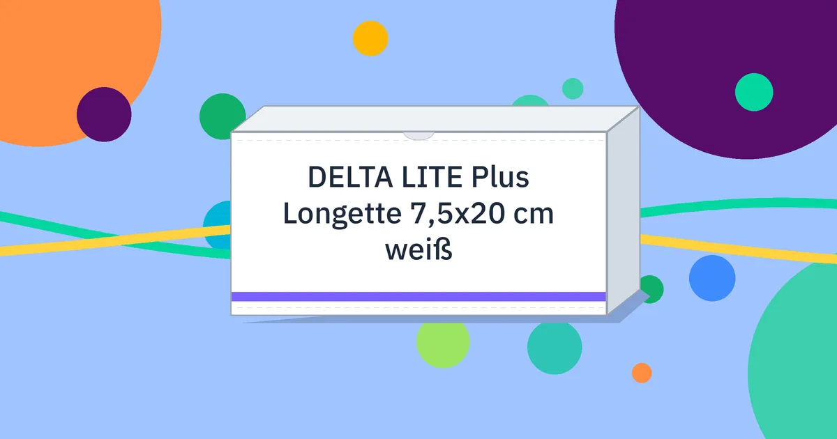 Symbolbild: Packung mit der Aufschrift DELTA LITE Plus Longette 7,5x20 cm weiß (PZN 00314112) – Verfügbarkeit und Bezug in Apotheken in Frankfurt am Main
