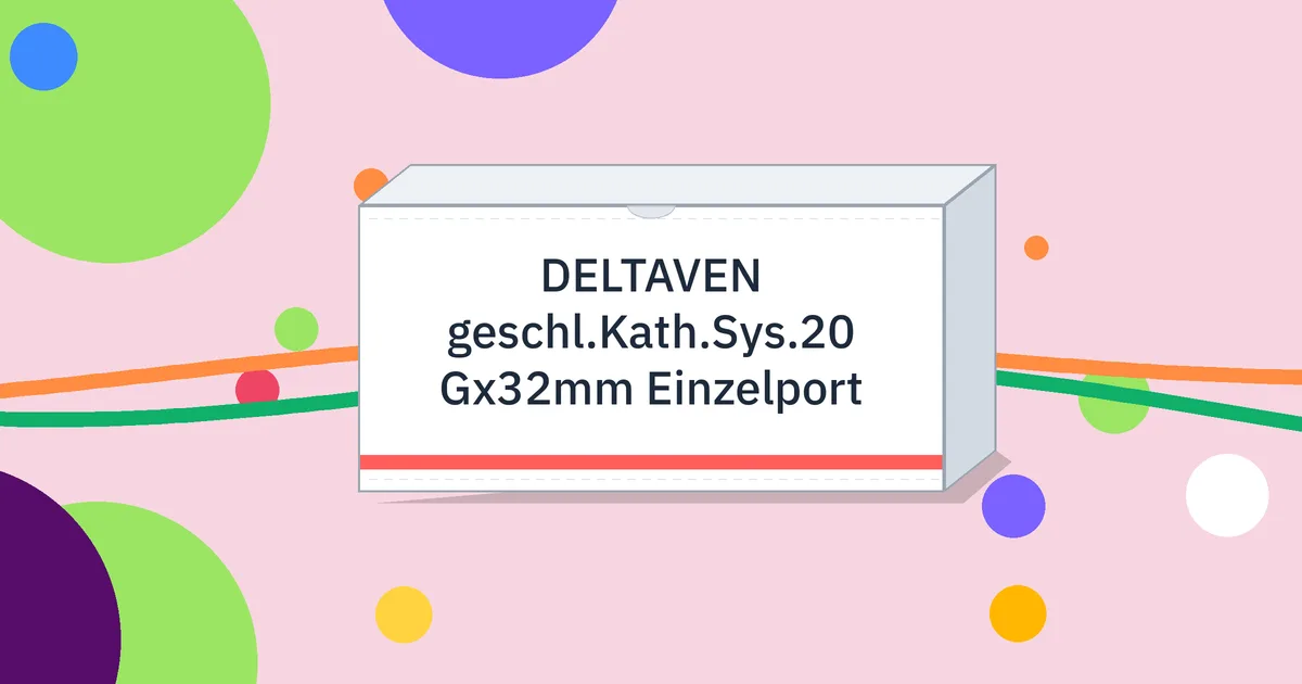 Symbolbild: Packung mit der Aufschrift DELTAVEN geschl.Kath.Sys.20 Gx32mm Einzelport (PZN 13976949) – Verfügbarkeit und Bezug in Apotheken in Frankfurt am Main