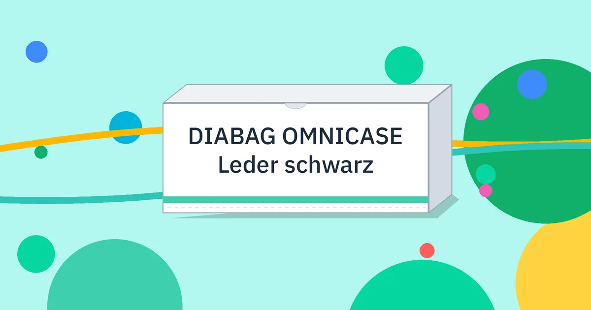 Symbolbild: Packung mit der Aufschrift DIABAG OMNICASE Leder schwarz (PZN 14269102) – Verfügbarkeit und Bezug in Apotheken in Frankfurt am Main