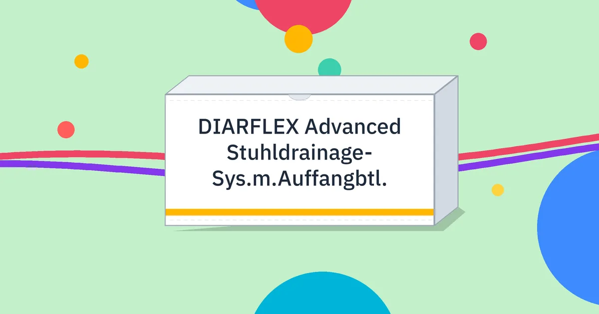 Symbolbild: Packung mit der Aufschrift DIARFLEX Advanced Stuhldrainage-Sys.m.Auffangbtl. (PZN 10532548) – Verfügbarkeit und Bezug in Apotheken in Frankfurt am Main