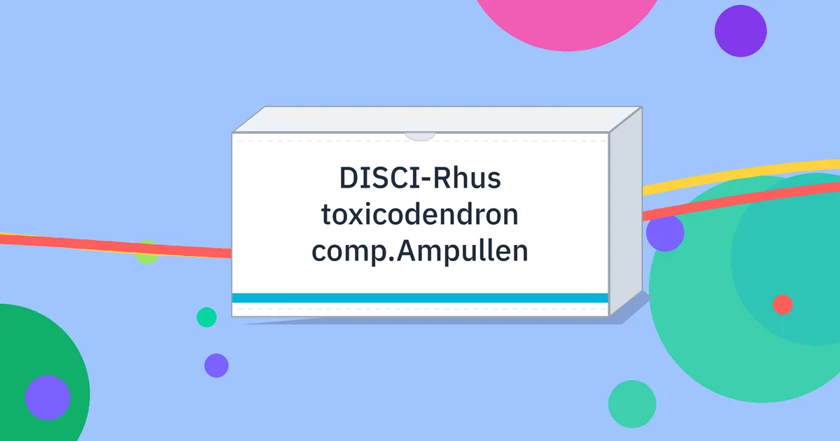 Symbolbild: Packung mit der Aufschrift DISCI-Rhus toxicodendron comp.Ampullen (PZN 02420634) – Verfügbarkeit und Bezug in Apotheken in Frankfurt am Main