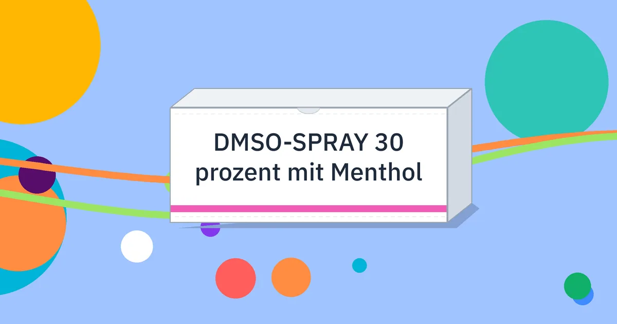 Symbolbild: Packung mit der Aufschrift DMSO-SPRAY 30 prozent mit Menthol (PZN 17205031) – Verfügbarkeit und Bezug in Apotheken in Frankfurt am Main