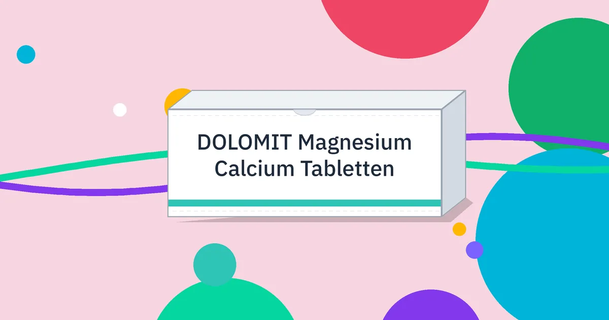 Symbolbild: Packung mit der Aufschrift DOLOMIT Magnesium Calcium Tabletten (PZN 02519232) – Verfügbarkeit und Bezug in Apotheken in Frankfurt am Main