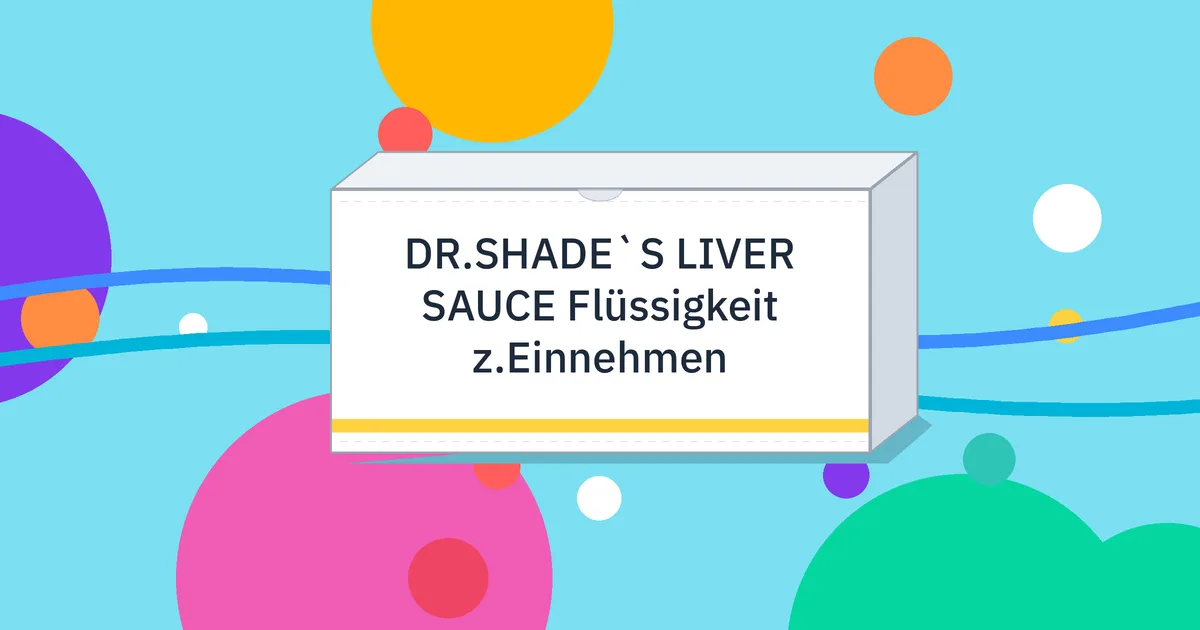 Symbolbild: Packung mit der Aufschrift DR.SHADE`S LIVER SAUCE Flüssigkeit z.Einnehmen (PZN 19740716) – Verfügbarkeit und Bezug in Apotheken in Frankfurt am Main