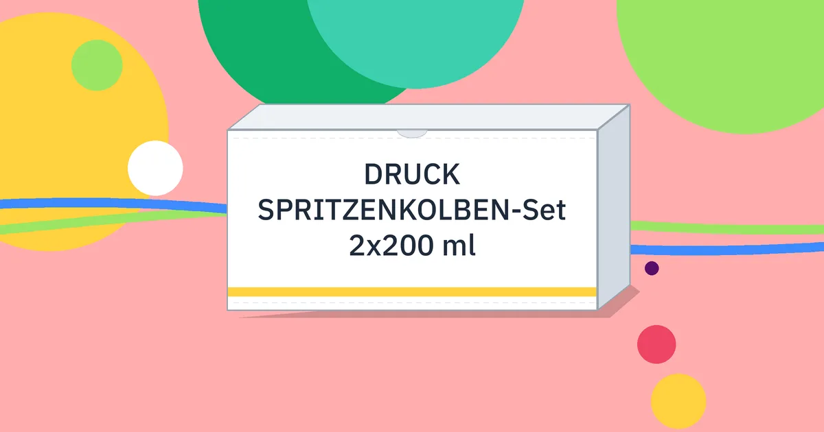 Symbolbild: Packung mit der Aufschrift DRUCK SPRITZENKOLBEN-Set 2x200 ml (PZN 19475906) – Verfügbarkeit und Bezug in Apotheken in Frankfurt am Main
