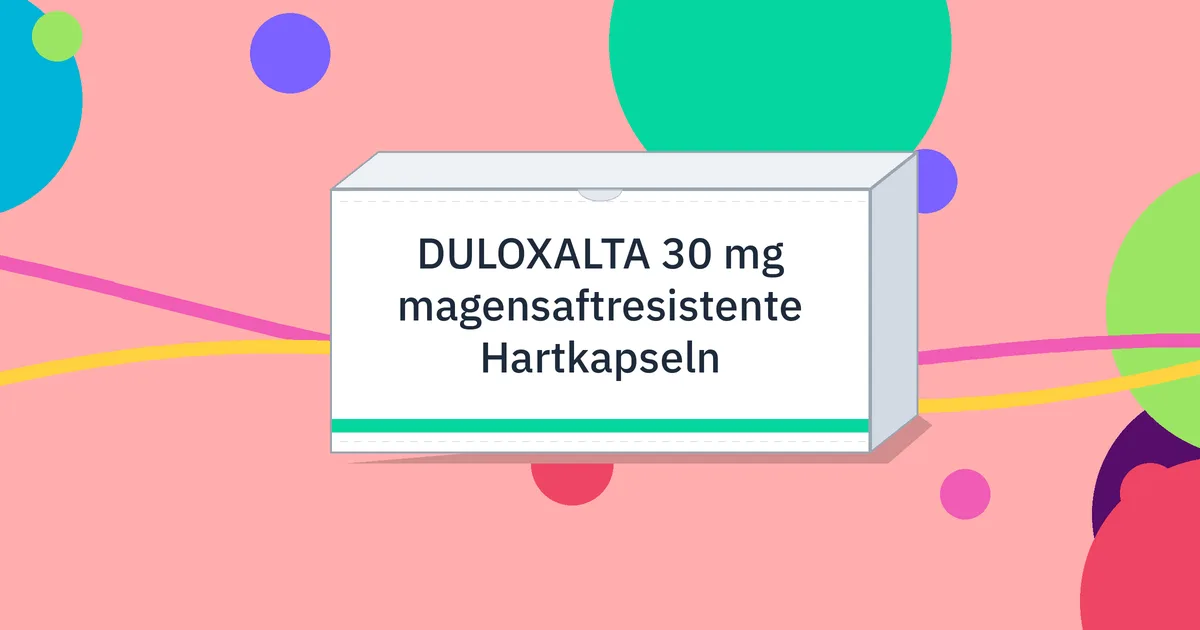 Symbolbild: Packung mit der Aufschrift DULOXALTA 30 mg magensaftresistente Hartkapseln (PZN 10953942) – Verfügbarkeit und Bezug in Apotheken in Frankfurt am Main