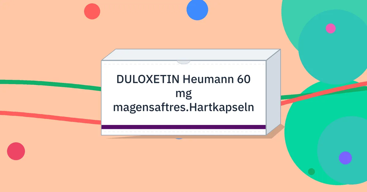 Symbolbild: Packung mit der Aufschrift DULOXETIN Heumann 60 mg magensaftres.Hartkapseln (PZN 10785686) – Verfügbarkeit und Bezug in Apotheken in Frankfurt am Main