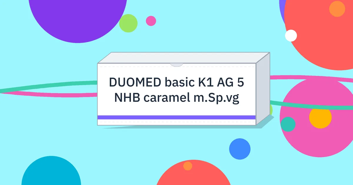 Symbolbild: Packung mit der Aufschrift DUOMED basic K1 AG 5 NHB caramel m.Sp.vg (PZN 20905364) – Verfügbarkeit und Bezug in Apotheken in Frankfurt am Main