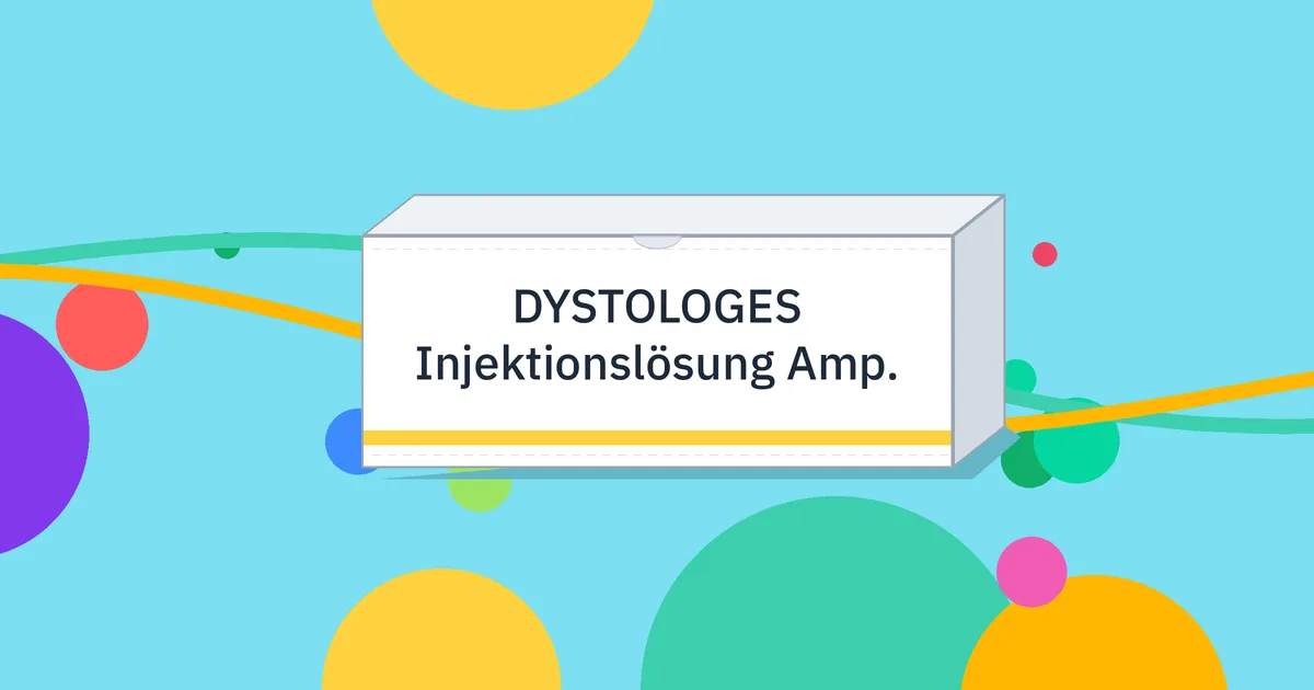 Symbolbild: Packung mit der Aufschrift DYSTOLOGES Injektionslösung Amp. (PZN 12354921) – Verfügbarkeit und Bezug in Apotheken in Frankfurt am Main