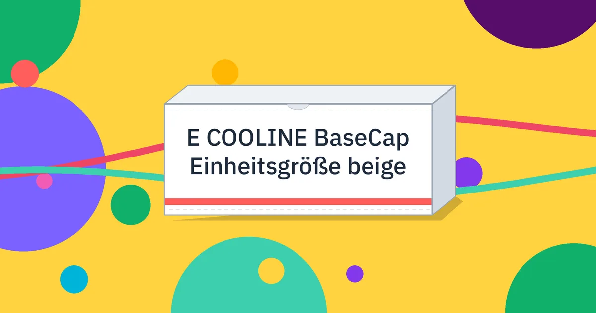 Symbolbild: Packung mit der Aufschrift E COOLINE BaseCap Einheitsgröße beige (PZN 06469063) – Verfügbarkeit und Bezug in Apotheken in Frankfurt am Main