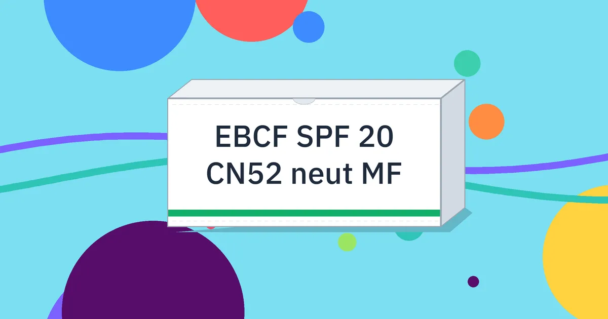 Symbolbild: Packung mit der Aufschrift EBCF SPF 20 CN52 neut MF (PZN 18895026) – Verfügbarkeit und Bezug in Apotheken in Frankfurt am Main