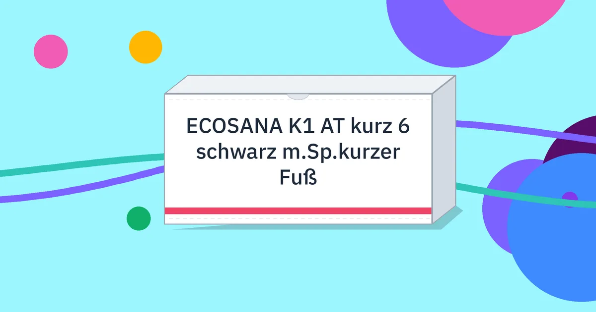 Symbolbild: Packung mit der Aufschrift ECOSANA K1 AT kurz 6 schwarz m.Sp.kurzer Fuß (PZN 04732148) – Verfügbarkeit und Bezug in Apotheken in Frankfurt am Main