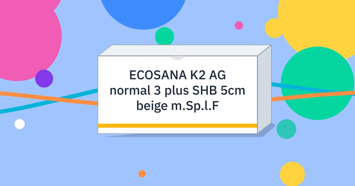 Symbolbild: Packung mit der Aufschrift ECOSANA K2 AG normal 3 plus SHB 5cm beige m.Sp.l.F (PZN 10957489) – Verfügbarkeit und Bezug in Apotheken in Frankfurt am Main