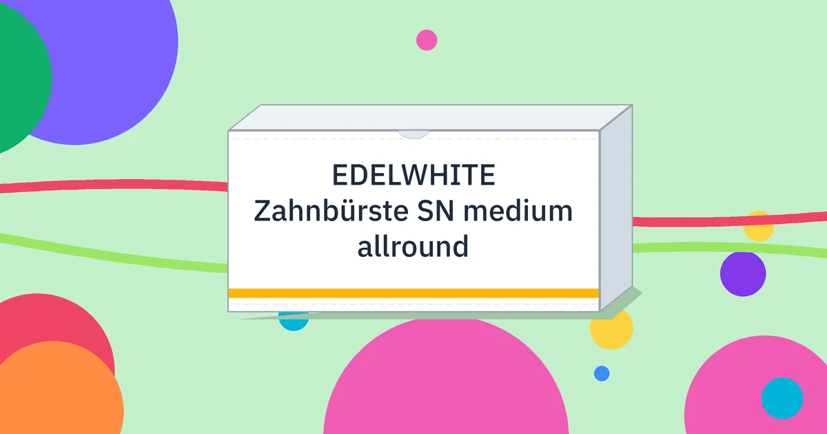 Symbolbild: Packung mit der Aufschrift EDELWHITE Zahnbürste SN medium allround (PZN 04831755) – Verfügbarkeit und Bezug in Apotheken in Frankfurt am Main