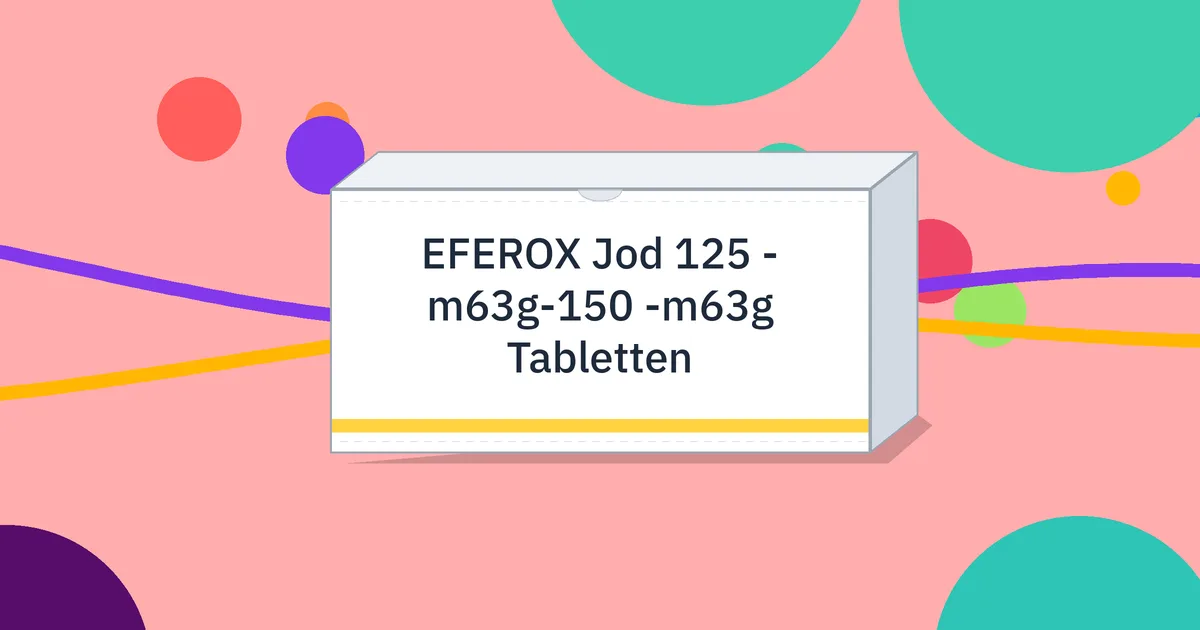 Symbolbild: Packung mit der Aufschrift EFEROX Jod 125 -m63g-150 -m63g Tabletten (PZN 00231320) – Verfügbarkeit und Bezug in Apotheken in Frankfurt am Main