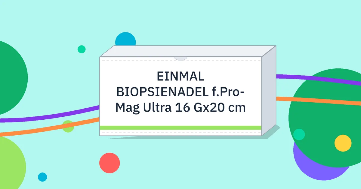 Symbolbild: Packung mit der Aufschrift EINMAL BIOPSIENADEL f.Pro-Mag Ultra 16 Gx20 cm (PZN 16617702) – Verfügbarkeit und Bezug in Apotheken in Frankfurt am Main