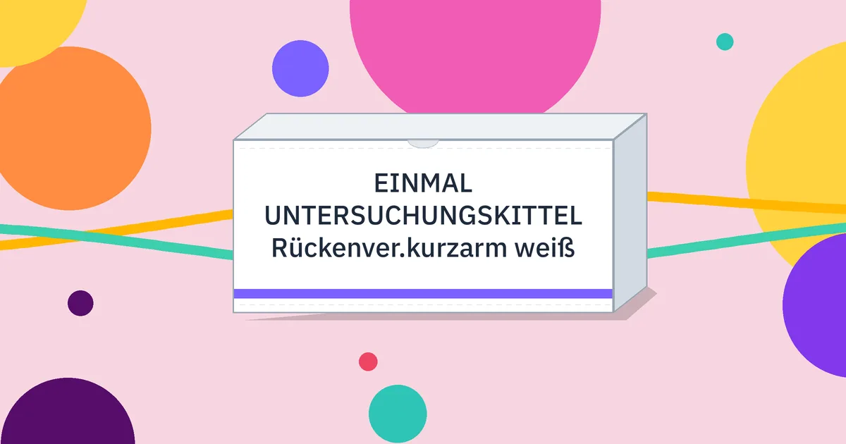 Symbolbild: Packung mit der Aufschrift EINMAL UNTERSUCHUNGSKITTEL Rückenver.kurzarm weiß (PZN 10405318) – Verfügbarkeit und Bezug in Apotheken in Frankfurt am Main