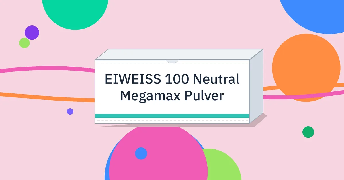 Symbolbild: Packung mit der Aufschrift EIWEISS 100 Neutral Megamax Pulver (PZN 09198104) – Verfügbarkeit und Bezug in Apotheken in Frankfurt am Main