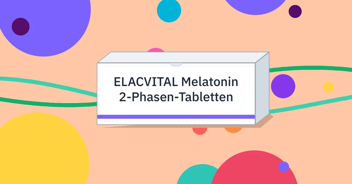 Symbolbild: Packung mit der Aufschrift ELACVITAL Melatonin 2-Phasen-Tabletten (PZN 20413655) – Verfügbarkeit und Bezug in Apotheken in Frankfurt am Main
