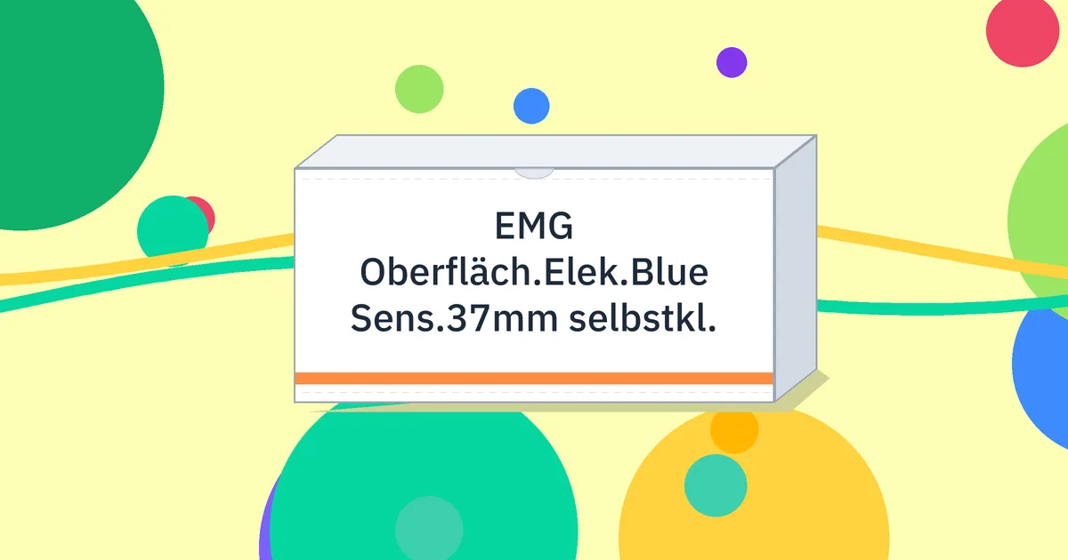Symbolbild: Packung mit der Aufschrift EMG Oberfläch.Elek.Blue Sens.37mm selbstkl. (PZN 03888339) – Verfügbarkeit und Bezug in Apotheken in Frankfurt am Main
