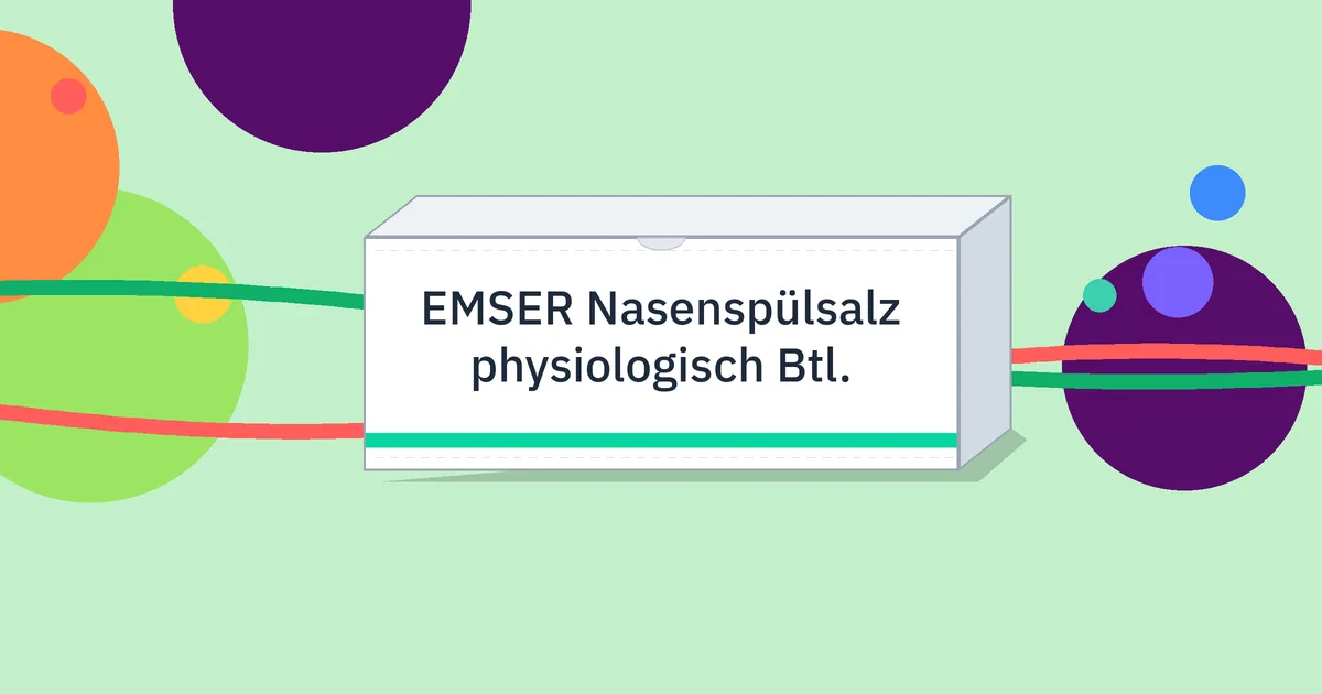Symbolbild: Packung mit der Aufschrift EMSER Nasenspülsalz physiologisch Btl. (PZN 02579659) – Verfügbarkeit und Bezug in Apotheken in Frankfurt am Main