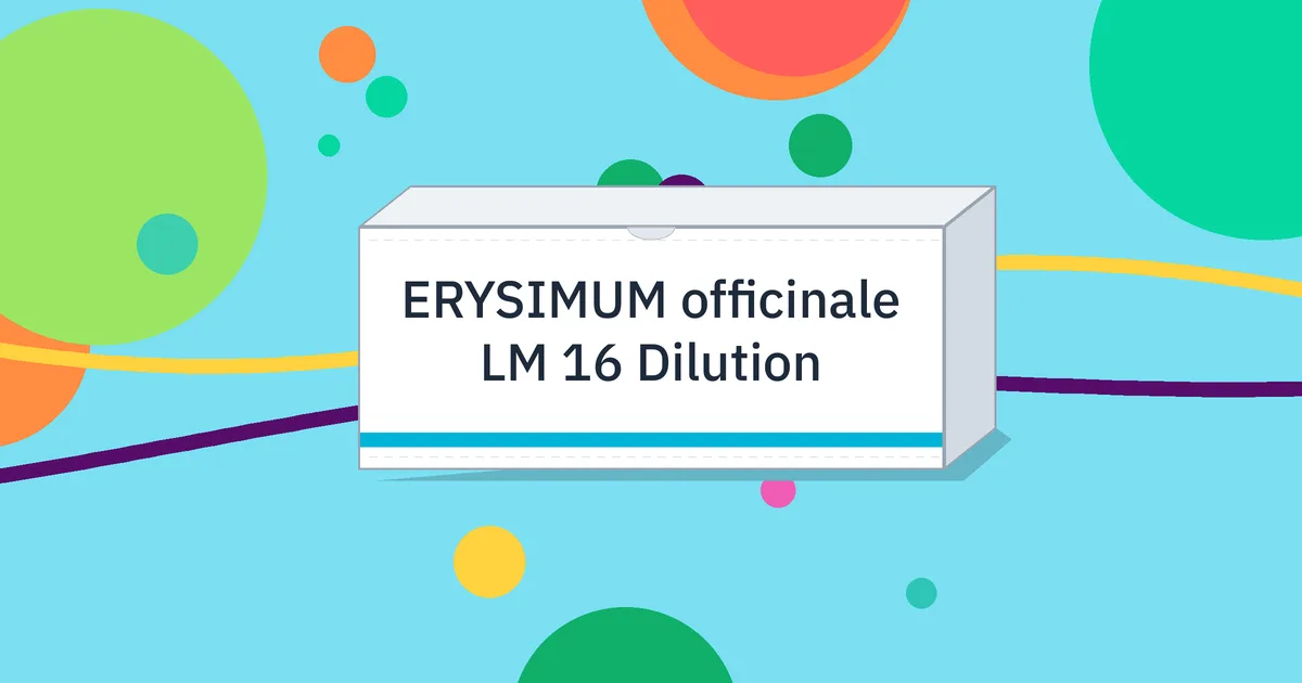 Symbolbild: Packung mit der Aufschrift ERYSIMUM officinale LM 16 Dilution (PZN 13479524) – Verfügbarkeit und Bezug in Apotheken in Frankfurt am Main