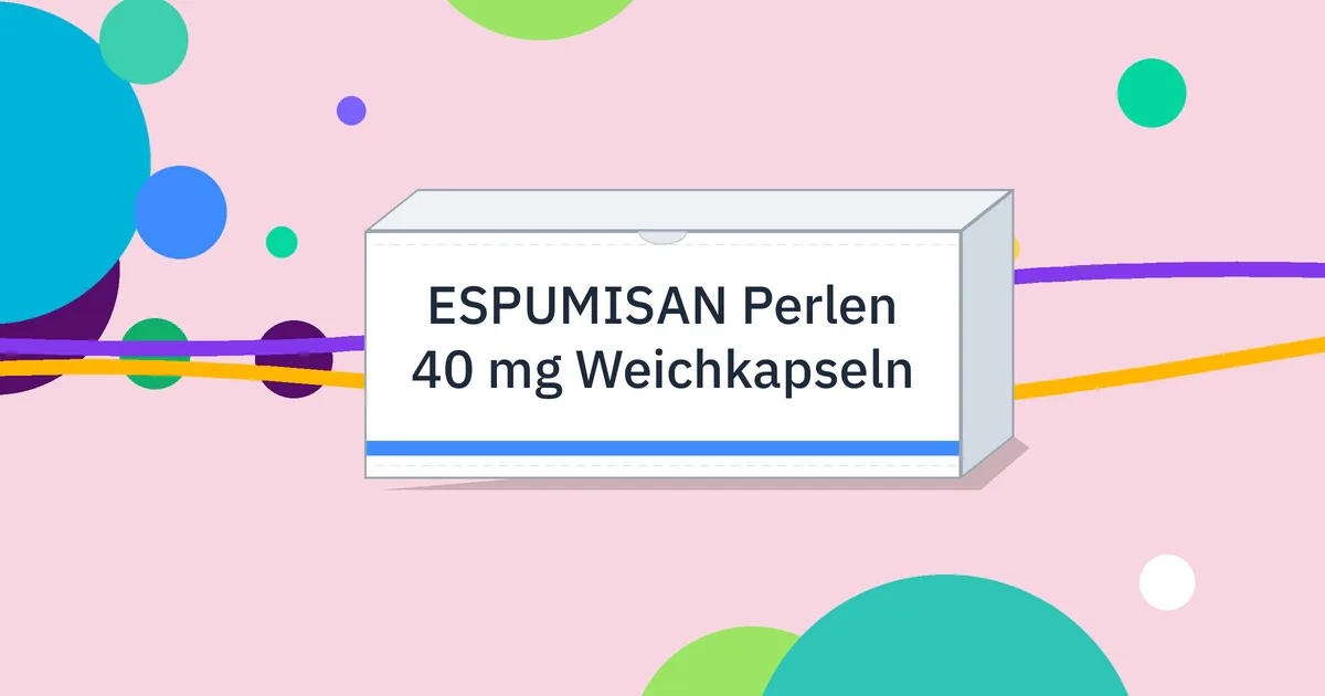 Symbolbild: Packung mit der Aufschrift ESPUMISAN Perlen 40 mg Weichkapseln (PZN 18739823) – Verfügbarkeit und Bezug in Apotheken in Frankfurt am Main
