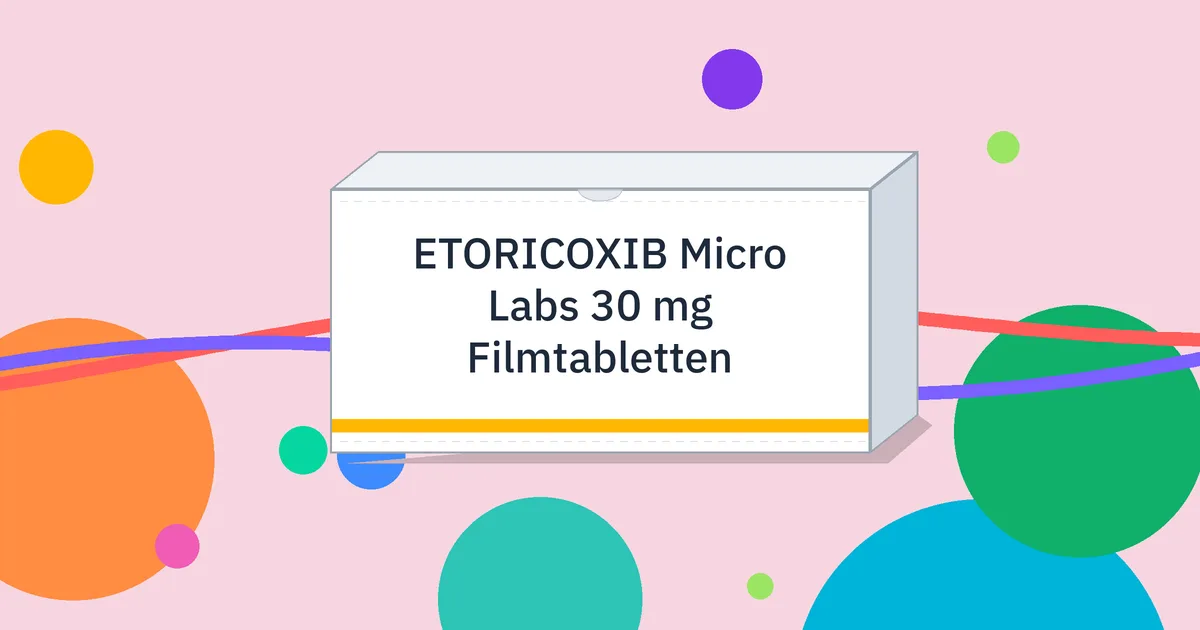 Symbolbild: Packung mit der Aufschrift ETORICOXIB Micro Labs 30 mg Filmtabletten (PZN 12637777) – Verfügbarkeit und Bezug in Apotheken in Frankfurt am Main