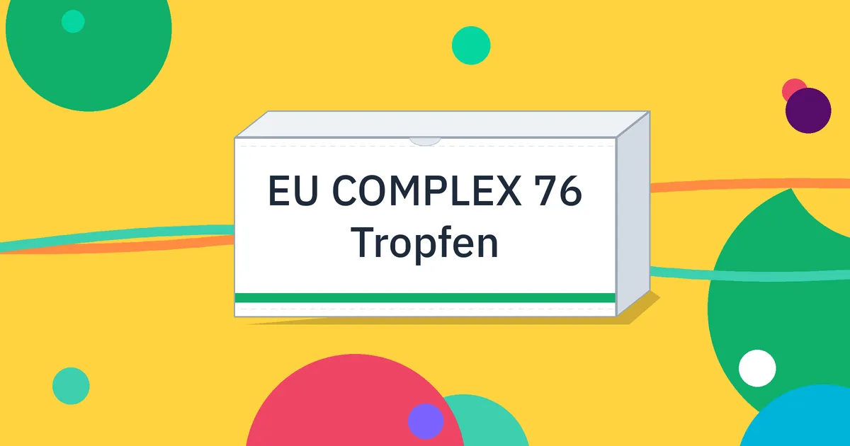 Symbolbild: Packung mit der Aufschrift EU COMPLEX 76 Tropfen (PZN 18351332) – Verfügbarkeit und Bezug in Apotheken in Frankfurt am Main