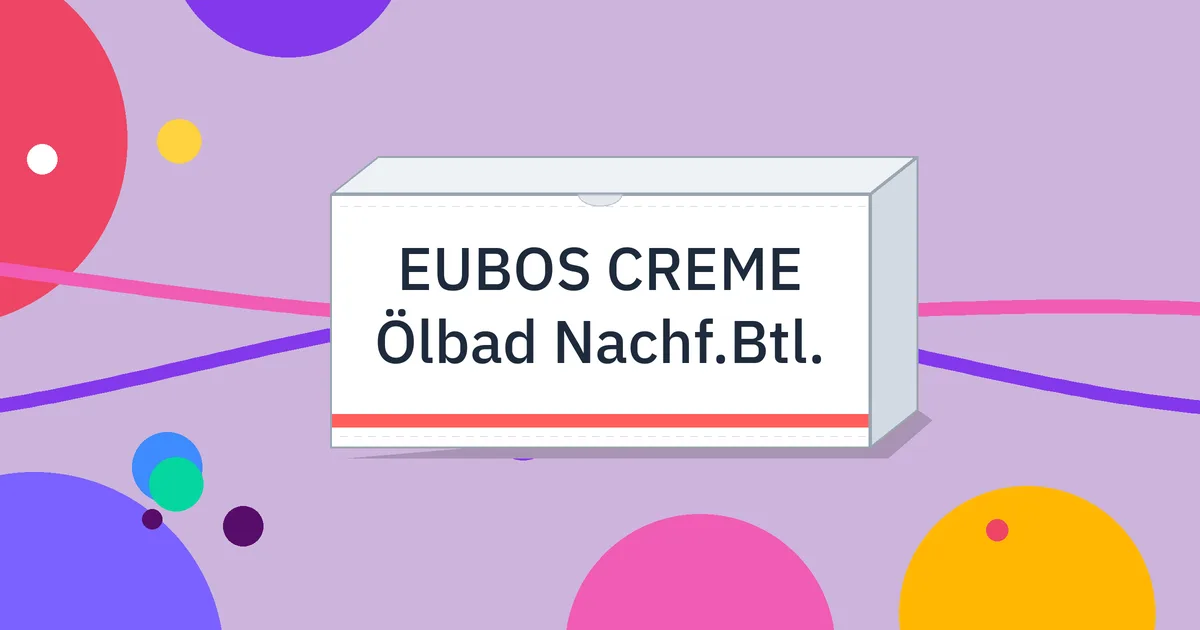 Symbolbild: Packung mit der Aufschrift EUBOS CREME Ölbad Nachf.Btl. (PZN 04911483) – Verfügbarkeit und Bezug in Apotheken in Frankfurt am Main