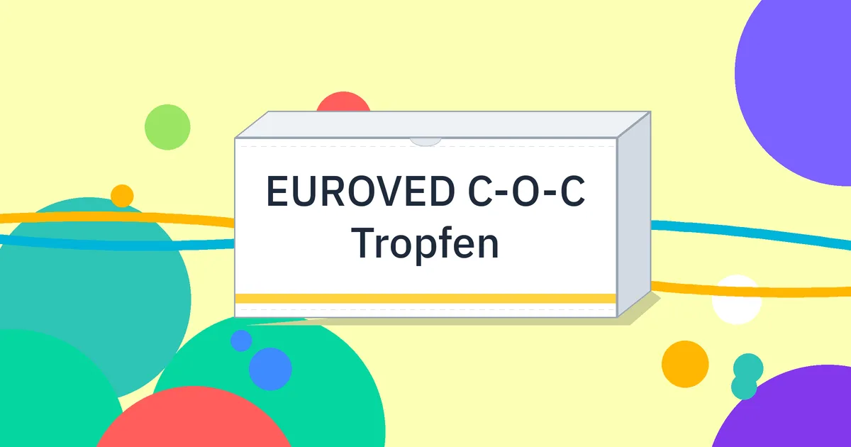 Symbolbild: Packung mit der Aufschrift EUROVED C-O-C Tropfen (PZN 17992187) – Verfügbarkeit und Bezug in Apotheken in Frankfurt am Main