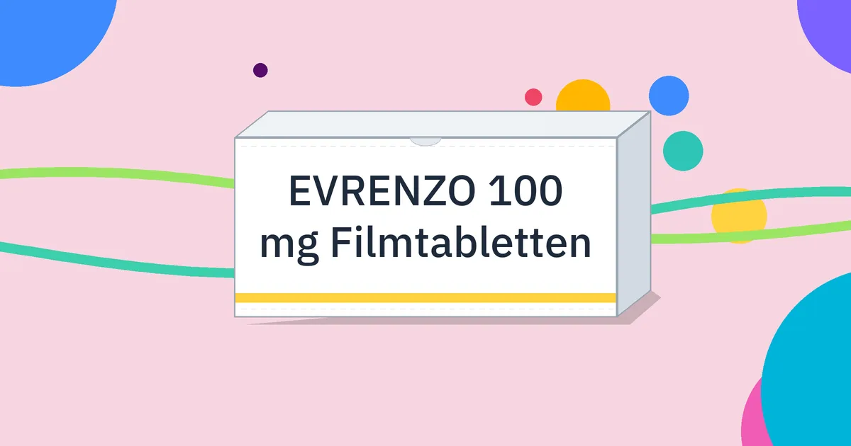 Symbolbild: Packung mit der Aufschrift EVRENZO 100 mg Filmtabletten (PZN 19107574) – Verfügbarkeit und Bezug in Apotheken in Frankfurt am Main