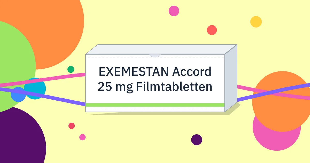 Symbolbild: Packung mit der Aufschrift EXEMESTAN Accord 25 mg Filmtabletten (PZN 11156975) – Verfügbarkeit und Bezug in Apotheken in Frankfurt am Main