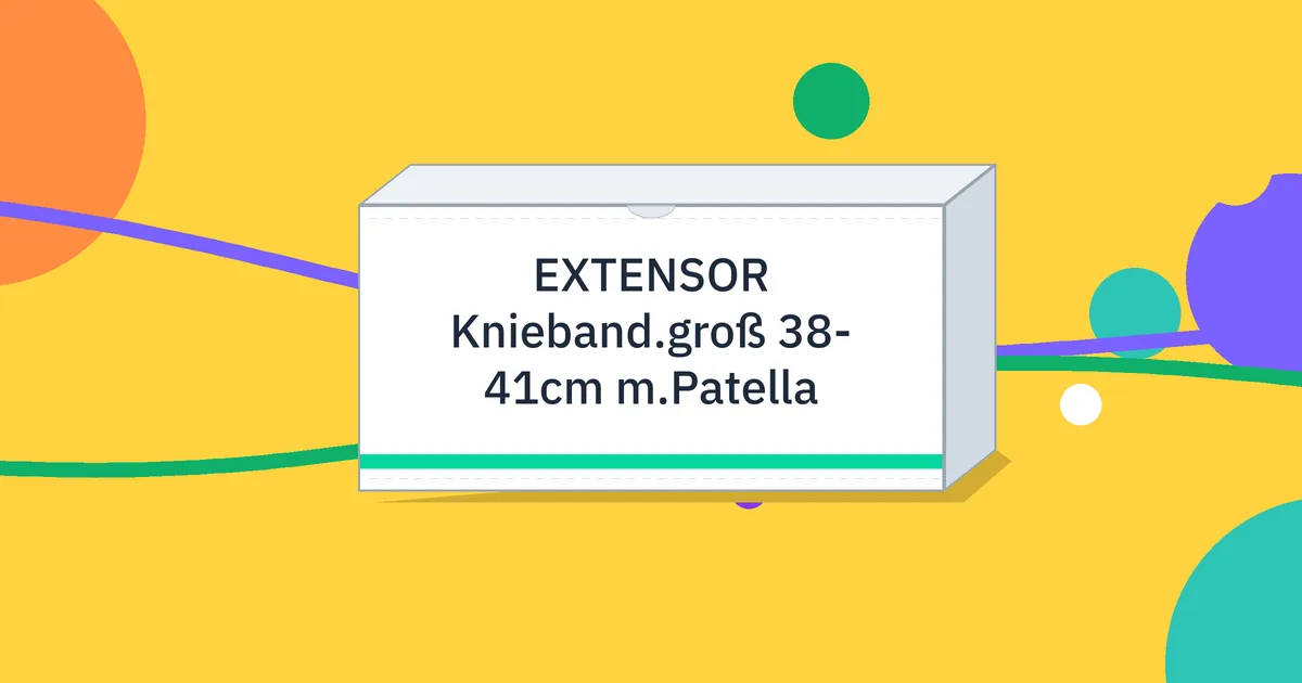 Symbolbild: Packung mit der Aufschrift EXTENSOR Knieband.groß 38-41cm m.Patella (PZN 04496535) – Verfügbarkeit und Bezug in Apotheken in Frankfurt am Main
