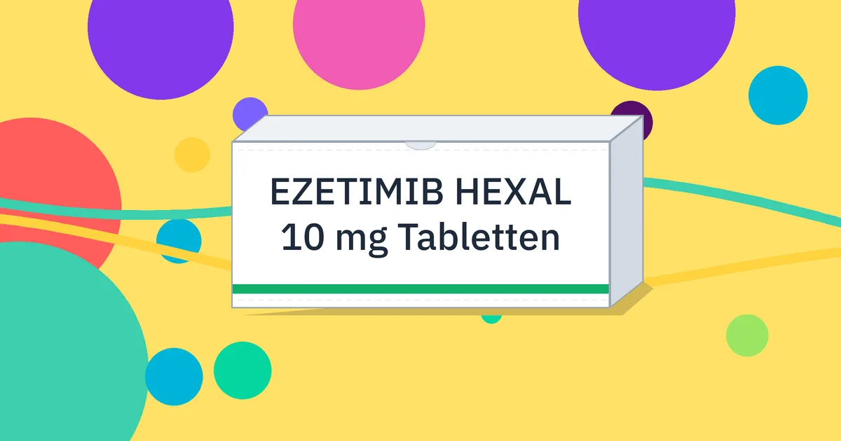 Symbolbild: Packung mit der Aufschrift EZETIMIB HEXAL 10 mg Tabletten (PZN 13781789) – Verfügbarkeit und Bezug in Apotheken in Frankfurt am Main