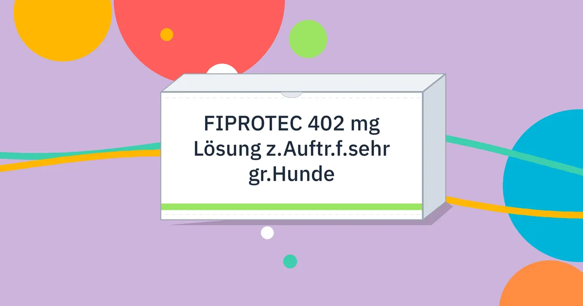 Symbolbild: Packung mit der Aufschrift FIPROTEC 402 mg Lösung z.Auftr.f.sehr gr.Hunde (PZN 12568220) – Verfügbarkeit und Bezug in Apotheken in Frankfurt am Main