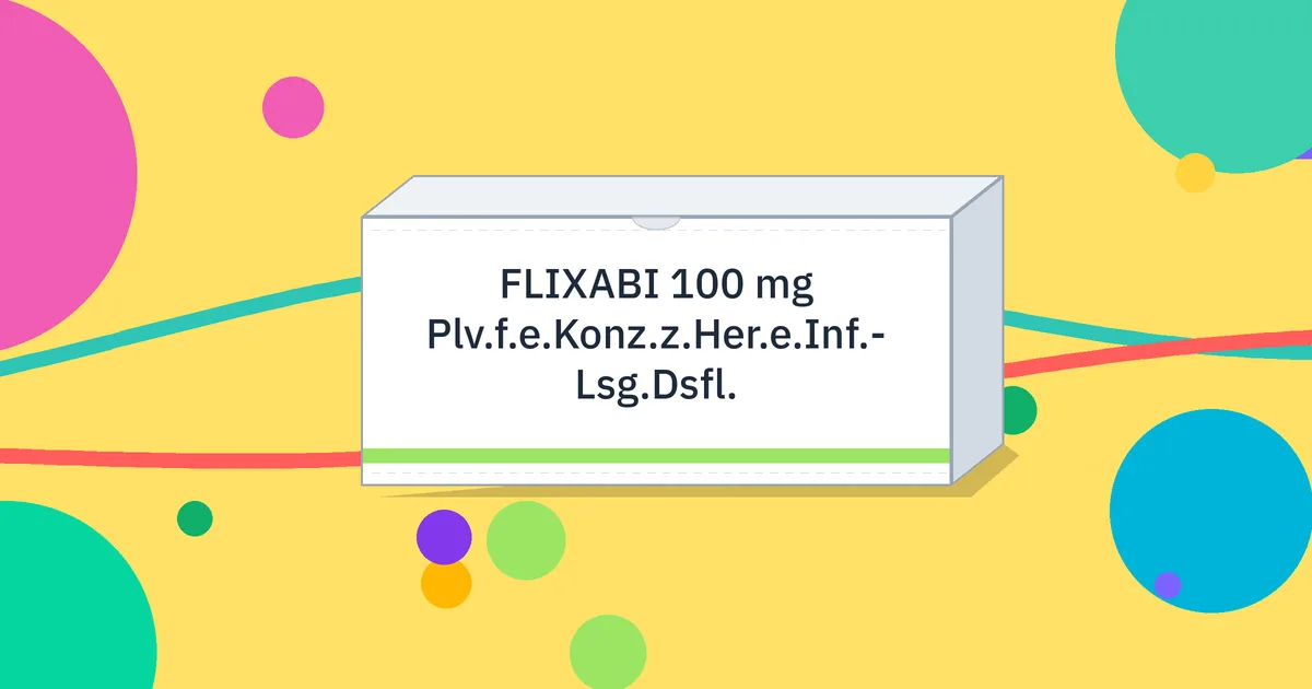 Symbolbild: Packung mit der Aufschrift FLIXABI 100 mg Plv.f.e.Konz.z.Her.e.Inf.-Lsg.Dsfl. (PZN 17522346) – Verfügbarkeit und Bezug in Apotheken in Frankfurt am Main