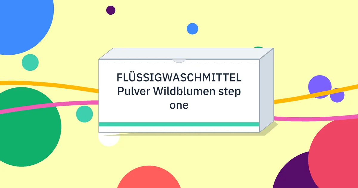 Symbolbild: Packung mit der Aufschrift FLÜSSIGWASCHMITTEL Pulver Wildblumen step one (PZN 18768316) – Verfügbarkeit und Bezug in Apotheken in Frankfurt am Main