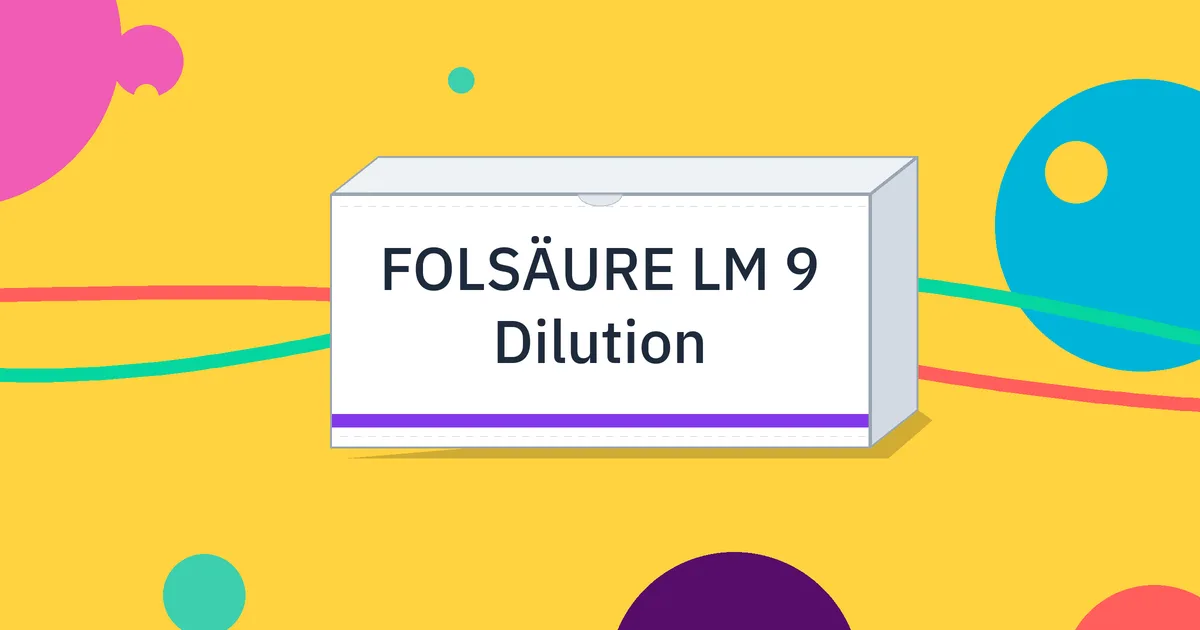 Symbolbild: Packung mit der Aufschrift FOLSÄURE LM 9 Dilution (PZN 12873087) – Verfügbarkeit und Bezug in Apotheken in Frankfurt am Main