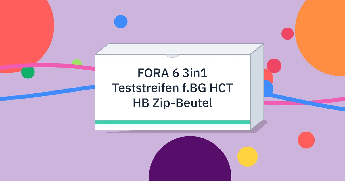 Symbolbild: Packung mit der Aufschrift FORA 6 3in1 Teststreifen f.BG HCT HB Zip-Beutel (PZN 18746036) – Verfügbarkeit und Bezug in Apotheken in Frankfurt am Main