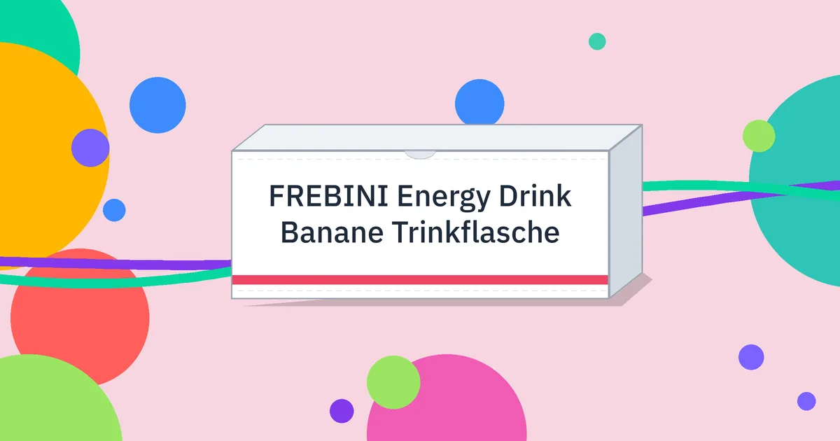 Symbolbild: Packung mit der Aufschrift FREBINI Energy Drink Banane Trinkflasche (PZN 00323358) – Verfügbarkeit und Bezug in Apotheken in Frankfurt am Main