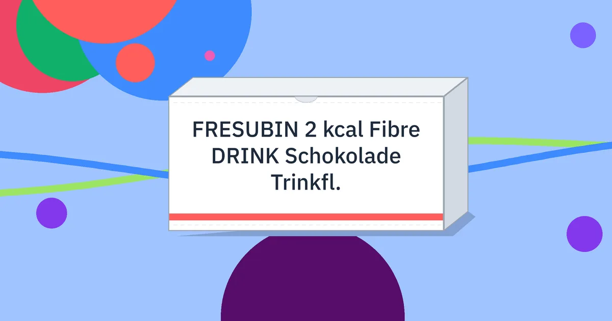 Symbolbild: Packung mit der Aufschrift FRESUBIN 2 kcal Fibre DRINK Schokolade Trinkfl. (PZN 19750318) – Verfügbarkeit und Bezug in Apotheken in Frankfurt am Main