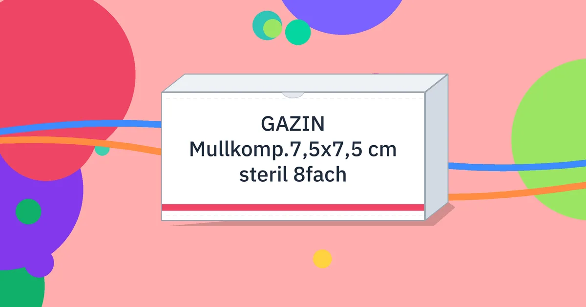 Symbolbild: Packung mit der Aufschrift GAZIN Mullkomp.7,5x7,5 cm steril 8fach (PZN 14444290) – Verfügbarkeit und Bezug in Apotheken in Frankfurt am Main