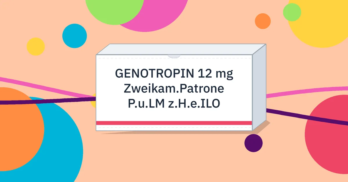 Symbolbild: Packung mit der Aufschrift GENOTROPIN 12 mg Zweikam.Patrone P.u.LM z.H.e.ILO (PZN 19154705) – Verfügbarkeit und Bezug in Apotheken in Frankfurt am Main
