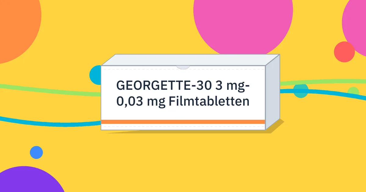 Symbolbild: Packung mit der Aufschrift GEORGETTE-30 3 mg-0,03 mg Filmtabletten (PZN 11236409) – Verfügbarkeit und Bezug in Apotheken in Frankfurt am Main