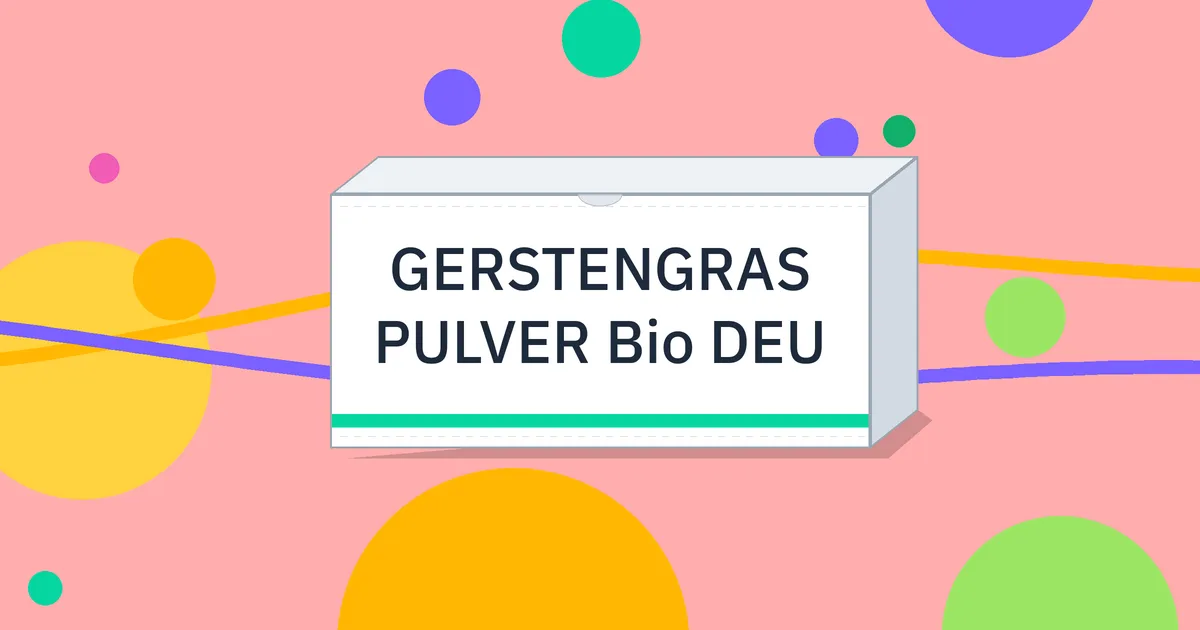 Symbolbild: Packung mit der Aufschrift GERSTENGRAS PULVER Bio DEU (PZN 13706670) – Verfügbarkeit und Bezug in Apotheken in Frankfurt am Main